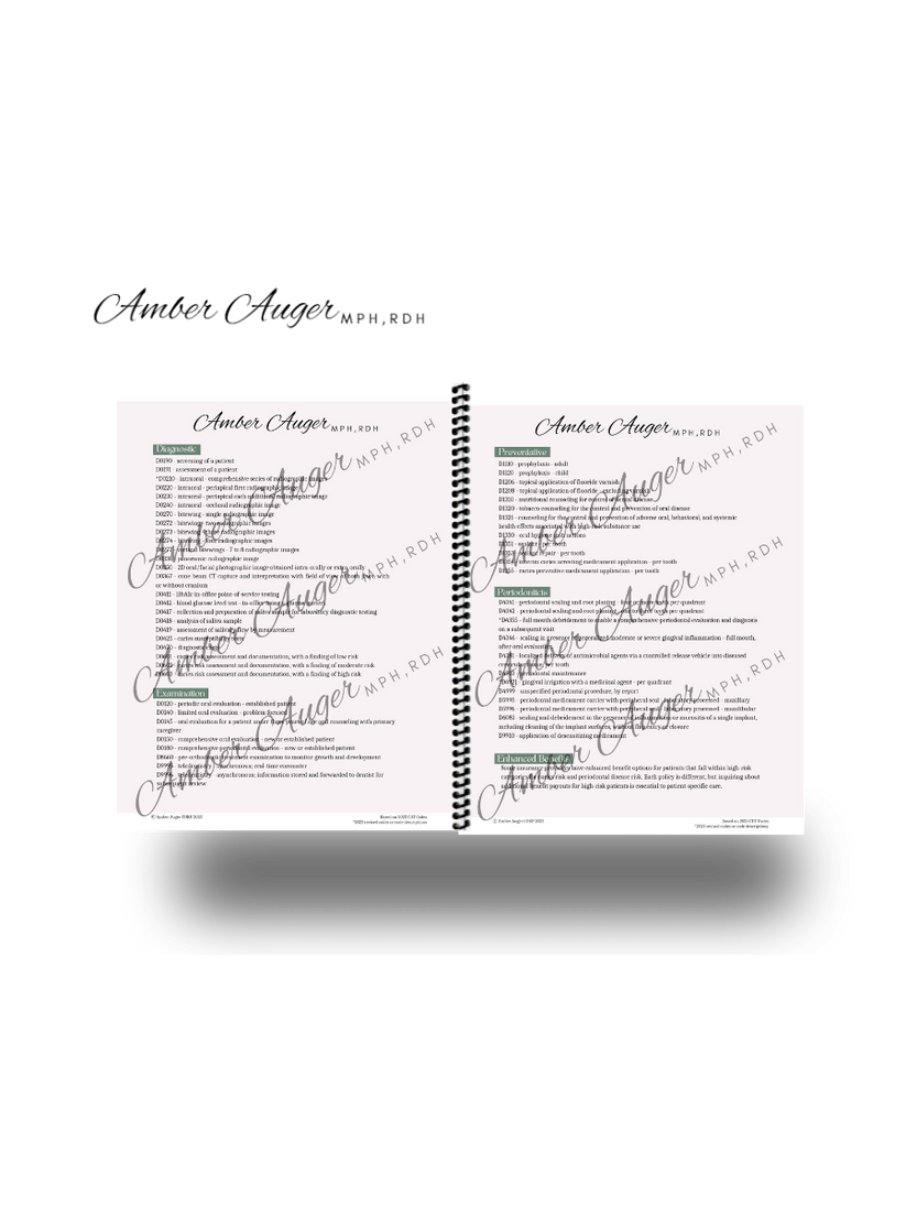 Chairside Laminated Book: RDH Codes, Perio Treatment Guide, and More ...
